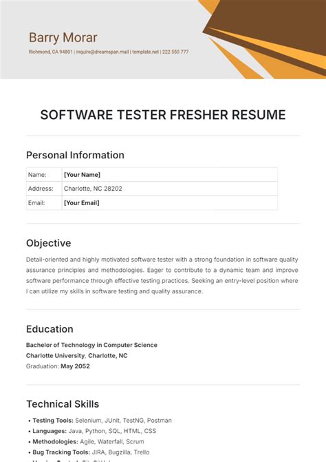 Free Bca Fresher Resume Template To Edit Online