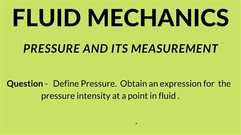 Pressure And Its Measurement Explanation 1 Define Pressure YouTube