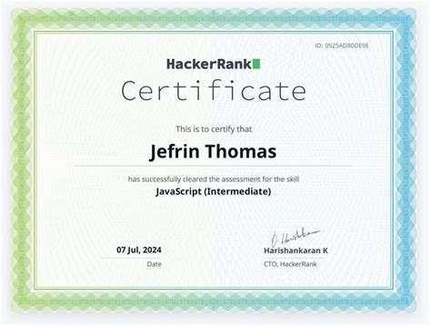 Jefrin Thomas On Linkedin Hackerrank Javascript Frontend