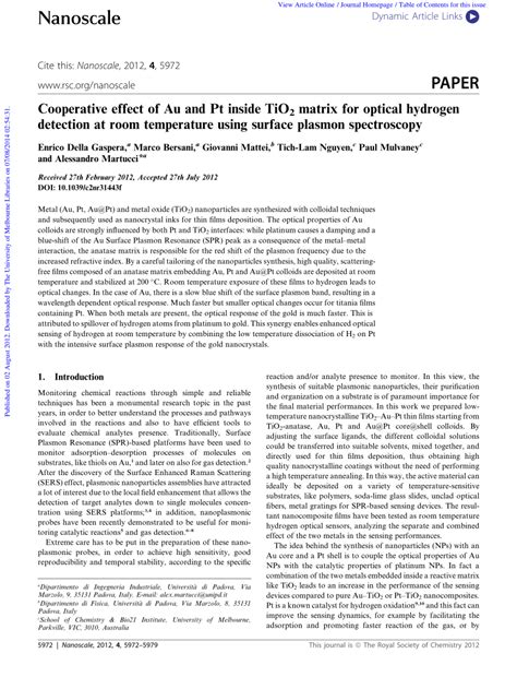 Pdf Cooperative Effect Of Au And Pt Inside Tio2 Matrix For Optical