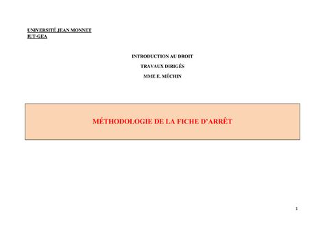 Td 1 Méthodo De Lanalyse Darrêt Etudiants UniversitÉ Jean Monnet Iut Gea