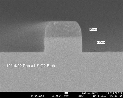 Test Data Of Etching Sio2 With Chf3 Cf4 Icp1 Ucsb Nanofab Wiki