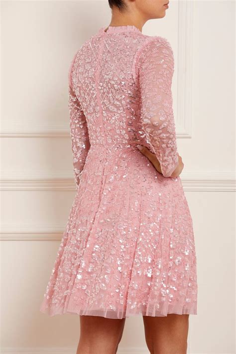 Aurelia Long Sleeve Mini Dress Pink Needle And Thread