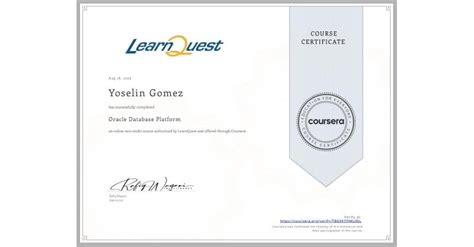 Yoselin Gomez On Linkedin Completion Certificate For Oracle Database
