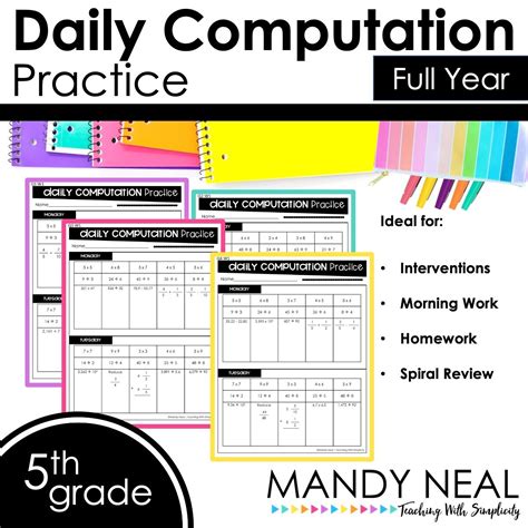 5th Grade Daily Computation Math Practice Spiral Review Homework Practice