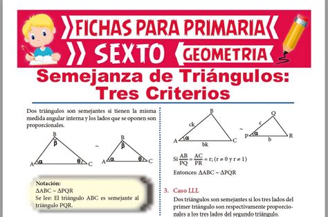 Semejanza de Triángulos para Sexto de Primaria Actividades Educativas