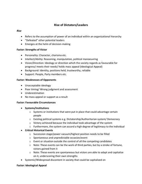 Gce A Level History Summary Notes History H1 Gce A Level Thinkswap