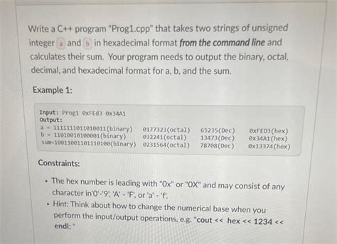 Solved Write A C Program Prog1 Cpp That Takes Two Chegg