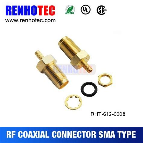 End Launch Pcb Mount Bulkhead Sma Female Rf Coaxial Connector Straight