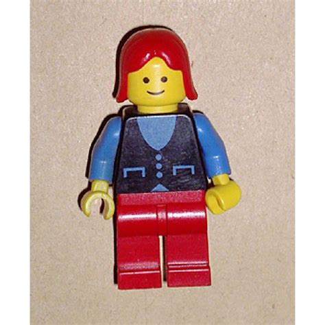 Lego Minifigure But038 Shirt With 3 Buttons Blue Red Legs Red