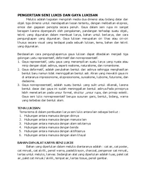Seni Lukis Dan Gaya Lukisan Pdf