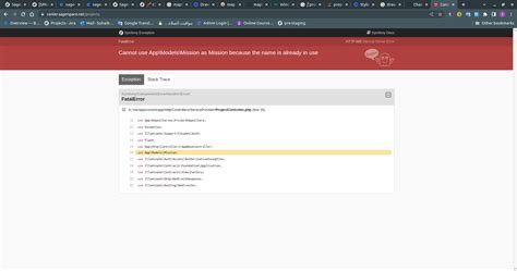 Laravel Cannot Use Appmodelsmission As Mission Because The Name Is