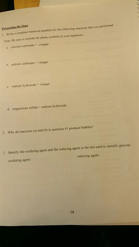 Solved 1 Write A Complete Balanced Equation For The Chegg Com