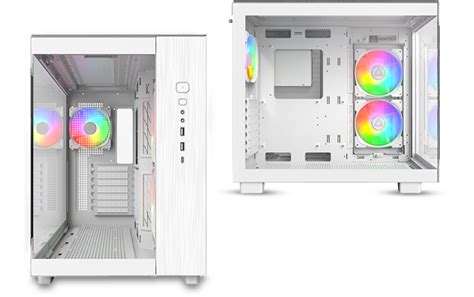 Montech King 65 Pro White Mid Tower Dual Chamber Case 3x Rgb Fans With
