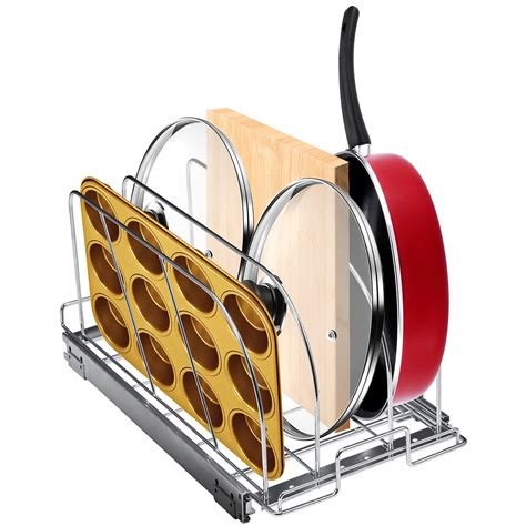 Kffkff Rack For Pots And Pans Extendable Slide Out Under Cabinet
