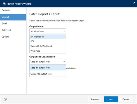 Set Up A Batch Report Jet