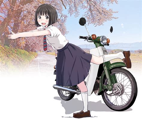 Maruyo Koguma Super Cub Lycoris Recoil Super Cub Highres 1girl Black Hair Black Skirt