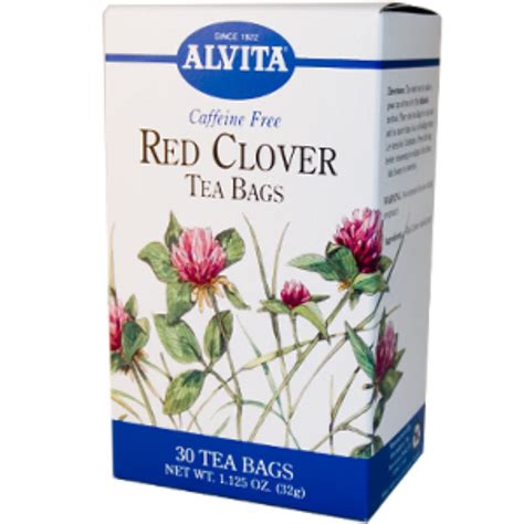 Alvita Teas, Чай с красным клевером, без кофеина, 30 пакетиков, 1,125 ...