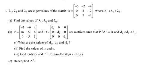 Solved λ λ and λ are eigenvalues of the matrix Chegg com
