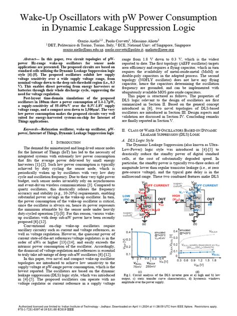 wake up oscillators with pw power consumption in dynamic leakage