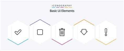 Basic Ui Elements Line Icon Pack Including Warning Alert Been Downlod Arrow