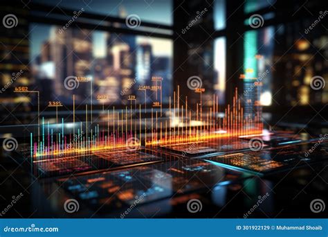 Innovative Finance Visualization Futuristic Holographic Projection Showcases Dynamic Financial