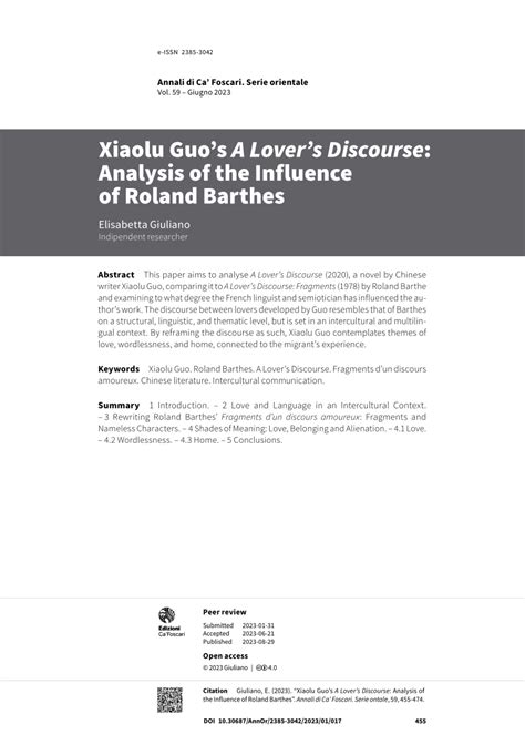 Pdf Xiaolu Guos A Lovers Discourse Analysis Of The Influence Of