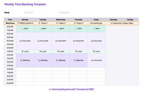 FREE Time Blocking Templates Excel PDF Google Sheets Timeular