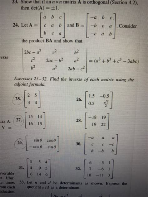 Solved Show That If An Nxn Matrix A Is Orthogonal Chegg Com