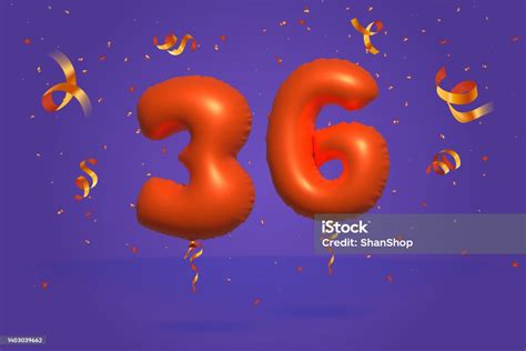 오렌지 헬륨 풍선 3d 번호 36 Number 36에 대한 스톡 벡터 아트 및 기타 이미지 Number 36 3차원 형태