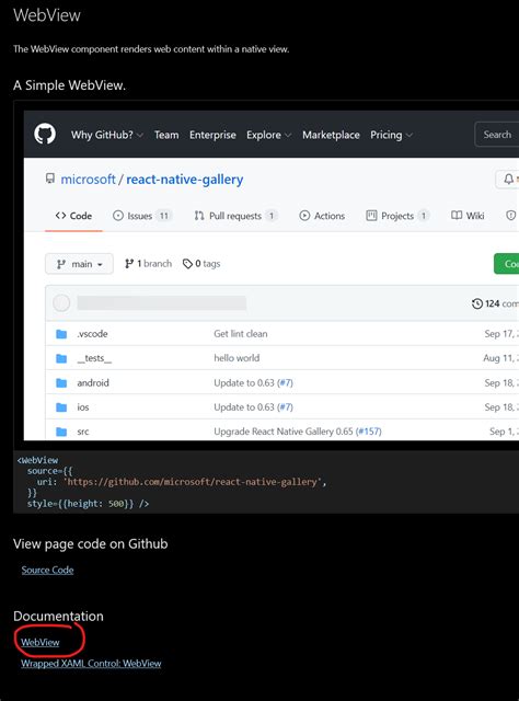 Invalid Link For WebView Issue Microsoft React Native Gallery GitHub