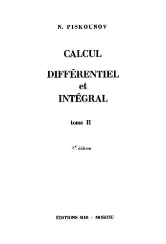Solutions For Calcul Différentiel Et Intégral 2 8th By N Piskounov