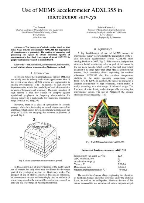 PDF Use Of MEMS Accelerometer ADXL In Microtremor Surveys