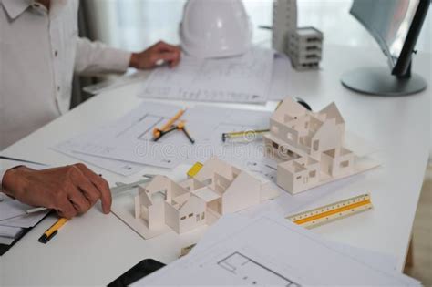 Architectural Engineers Contractors Designers Sketches Blueprints And Construction Work For