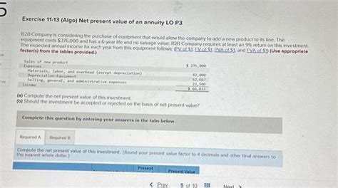 Solved Exercise Algo Net Present Value Of An Annuity Chegg