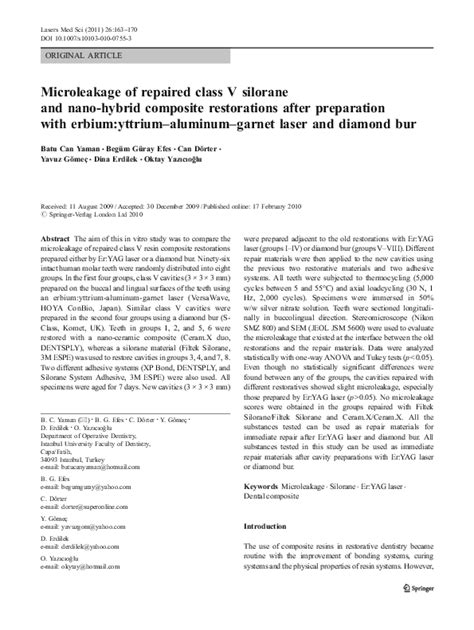 Pdf Microleakage Of Repaired Class V Silorane And Nano Hybrid