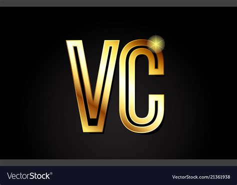 Gold Alphabet Letter Vc V C Logo Combination Icon Vector Image