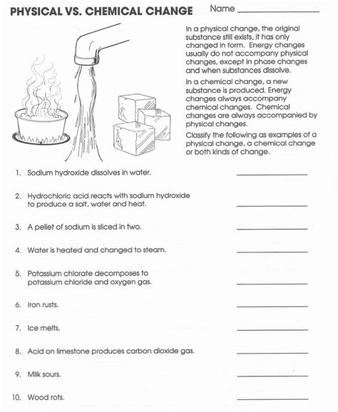 Physical And Chemical Change Worksheets