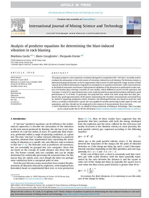 Pdf Analysis Of Predictor Equations For Determining The Blast Induced Vibration In Rock Blasting