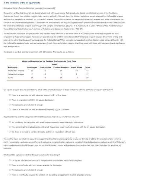 Solved The Limitations Of The Chi Square Tests Does Chegg