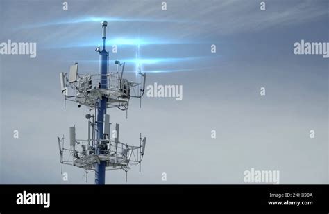 A Cellular Base Station Is Receiving Signals On A Cell Tower 4K Stock