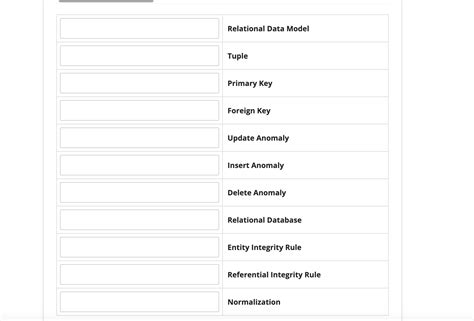 Table Relational Data Model Tuple Primary
