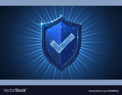 Secure Technology Polygonal Wireframe Shield Vector Image