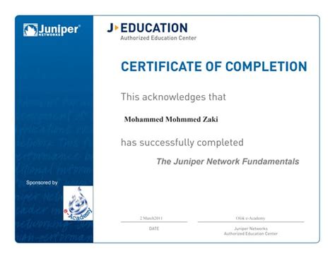 Mohammed Mohammed Zaki Juniper Certificate Ppt