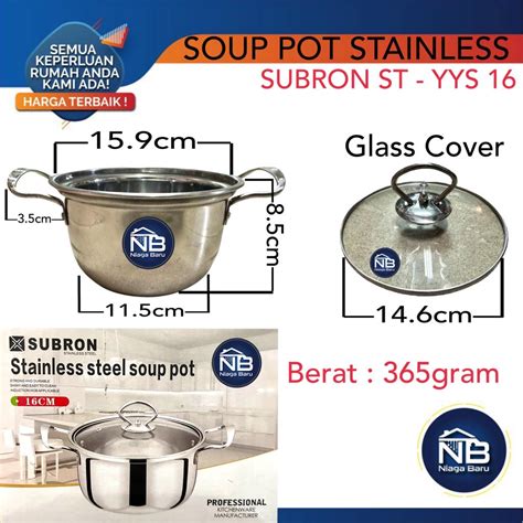 Jual Panci Sup Soup Pot 16cm Stainless Steel Tutup Kaca Murah Gagang
