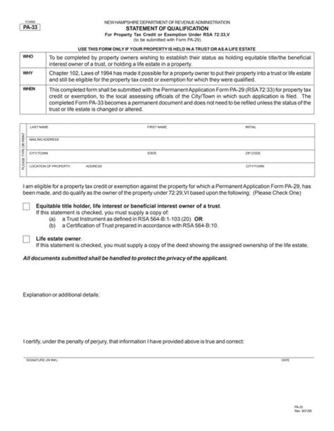 Statement Of Qualification For Trusts Or Life Estates Pdf