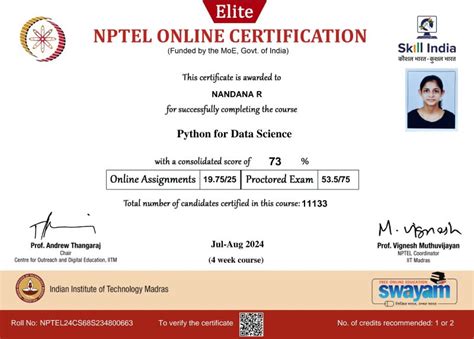 Nandana R On Linkedin Datascience Ai Nptel Learningneverstops