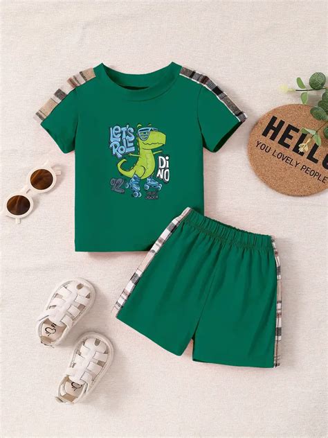 Tegnefilm Med Dinosaur Print T Shirts Og Shorts Til Drenge Temu Denmark