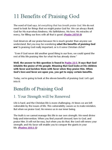 11 Benefits Of Praising God Pdf Forgiveness God
