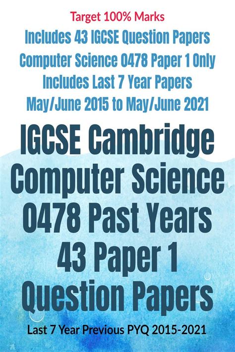 Igcse Cambridge Computer Science 0478 Past Years 43 Paper 1 Question
